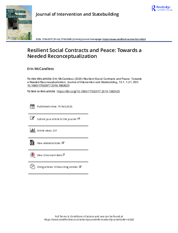(PDF) Resilient Social Contracts and Peace: Towards a Needed ...