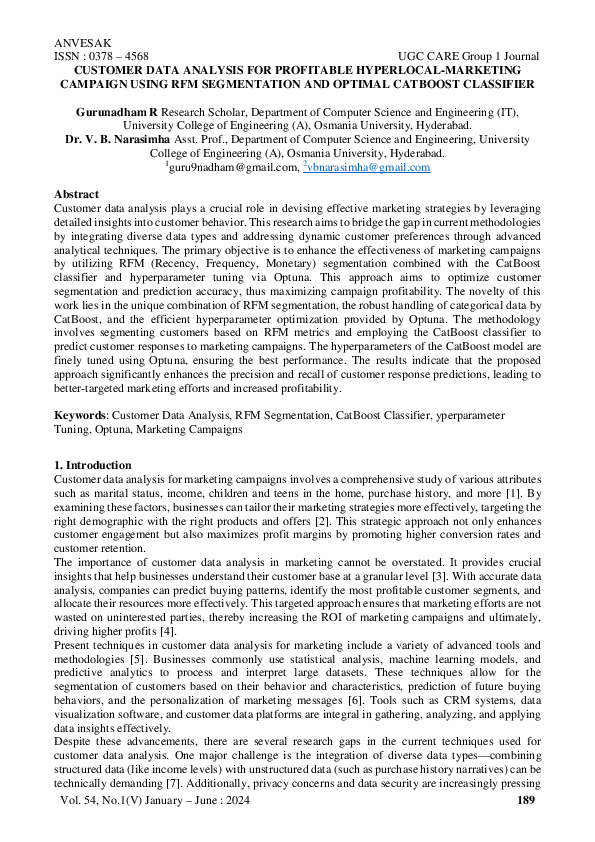 (PDF) CUSTOMER DATA ANALYSIS FOR PROFITABLE HYPERLOCAL-MARKETING CAMPAIGN USING RFM SEGMENTATION ...