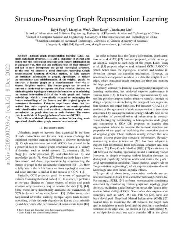 (PDF) Structure-Preserving Graph Representation Learning