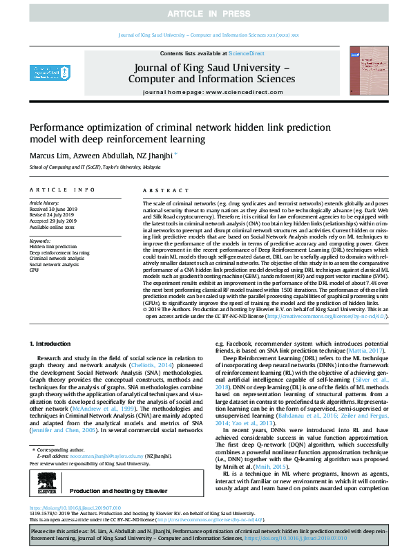 (PDF) Performance optimization of criminal network hidden link prediction model with deep ...