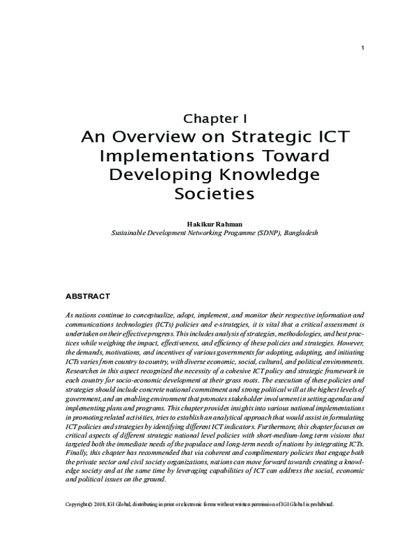 (PDF) An Overview on Strategic ICT Implementations Toward Developing Knowledge Societies