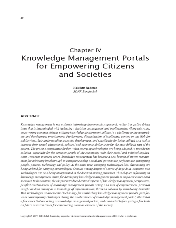 (PDF) Knowledge Management Portals for Empowering Citizens and Societies