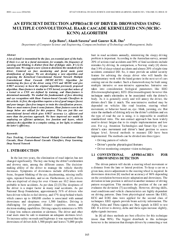 (PDF) An Efficient Detection Approach of Driver- Drowsiness Using Multiple Convolutional Haar ...