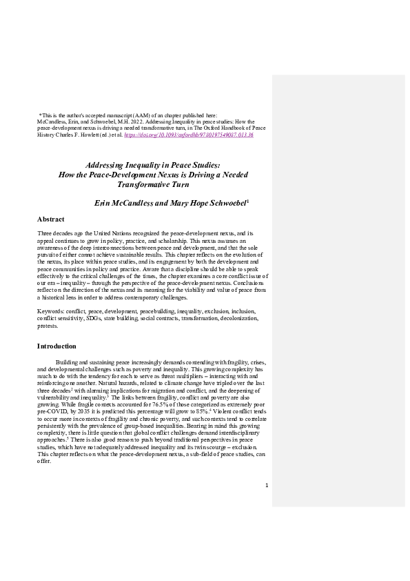 (PDF) Addressing Inequality in Peace Studies