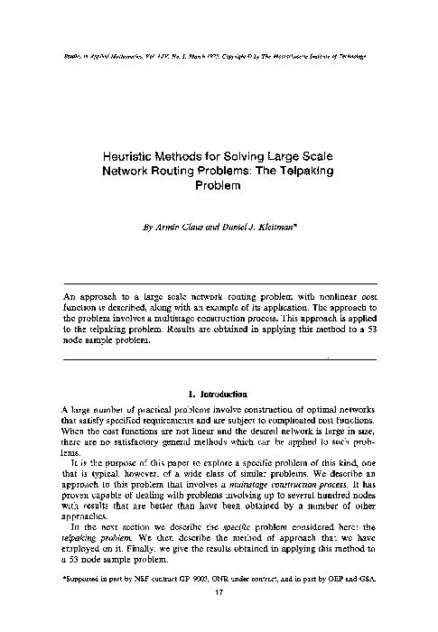 (PDF) Heuristic Methods for Solving Large Scale Network Routing Problems: The Telpaking Problem ...