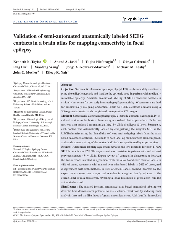 (PDF) Validation of semi‐automated anatomically labeled SEEG contacts ...