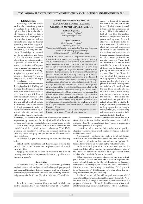 (PDF) Using the Virtual Chemical Laboratory Vlab in Teaching Chemistry ...