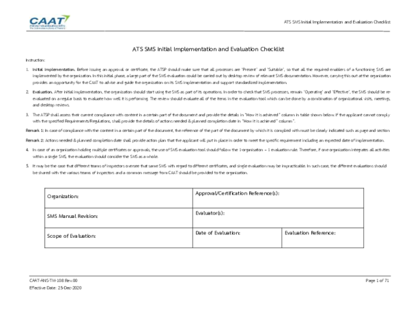 (PDF) ATS SMS Initial Implementation and Evaluation Checklist