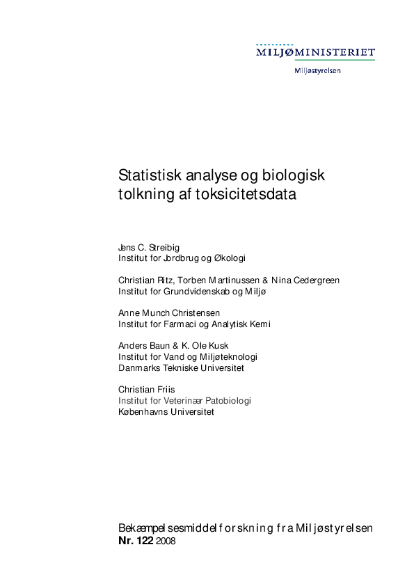 (PDF) Statistisk analyse og biologisk tolkning af toksicitetsdata
