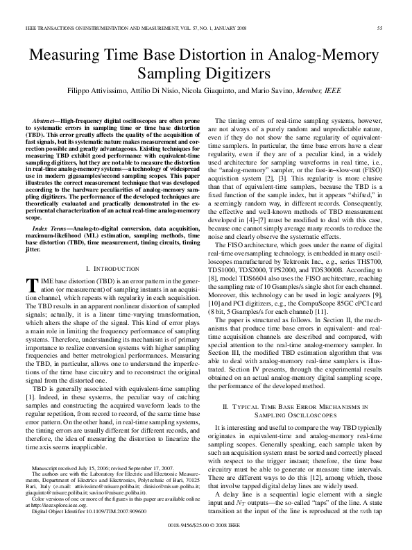 (PDF) Measuring Time Base Distortion in Analog-Memory Sampling Digitizers