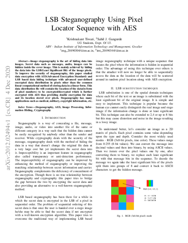 (PDF) LSB Steganography Using Pixel Locator Sequence with AES
