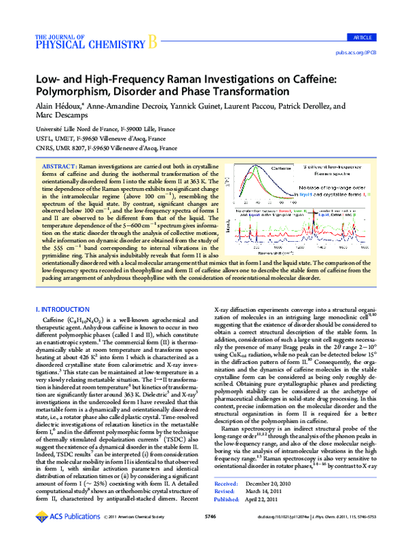 (PDF) Low- and High-Frequency Raman Investigations on Caffeine ...