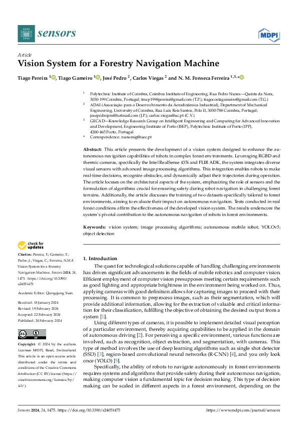 (PDF) Vision System for a Forestry Navigation Machine