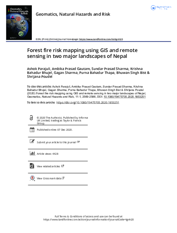 (PDF) Forest fire risk mapping using GIS and remote sensing in two major landscapes of Nepal