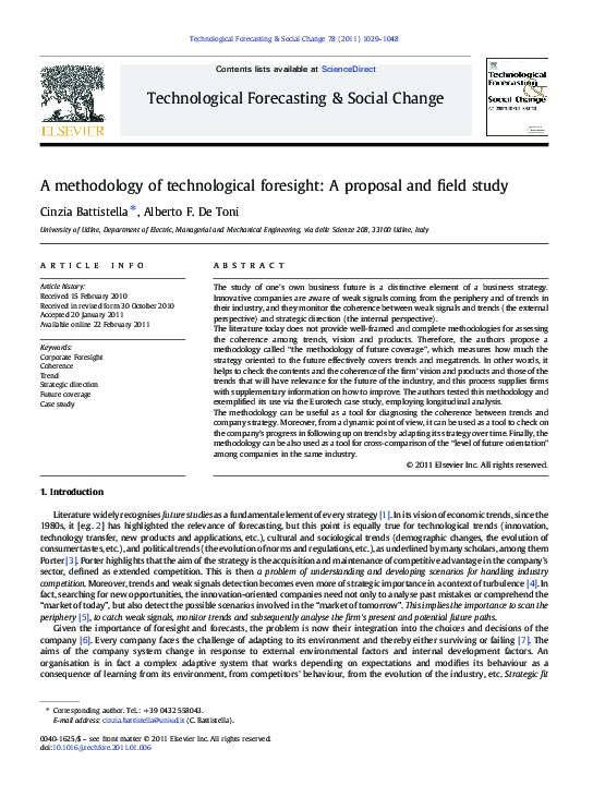 (PDF) A methodology of technological foresight: A proposal and field study