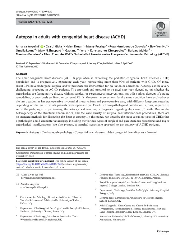 (PDF) Autopsy in adults with congenital heart disease (ACHD) | Marny ...