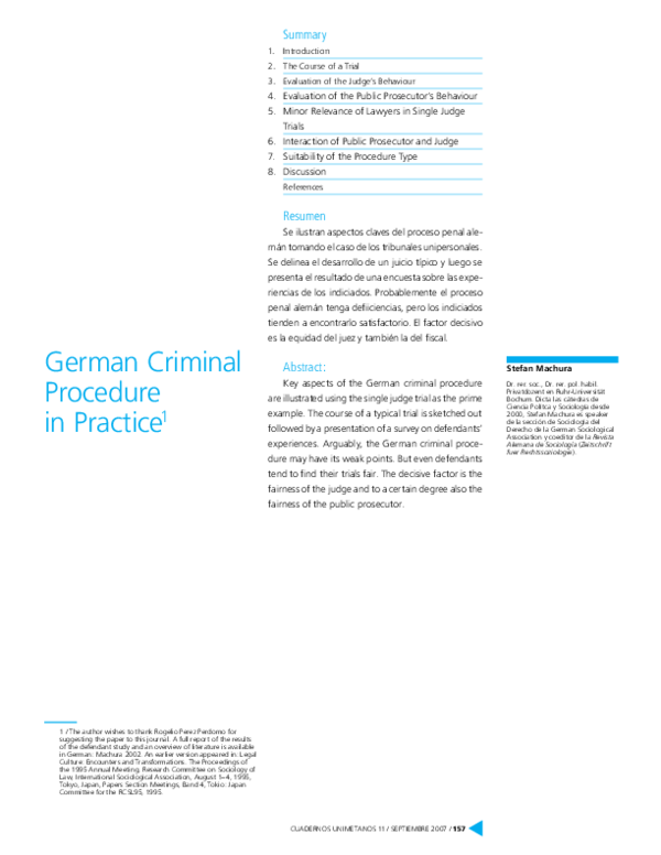 (PDF) German criminal procedure in practice