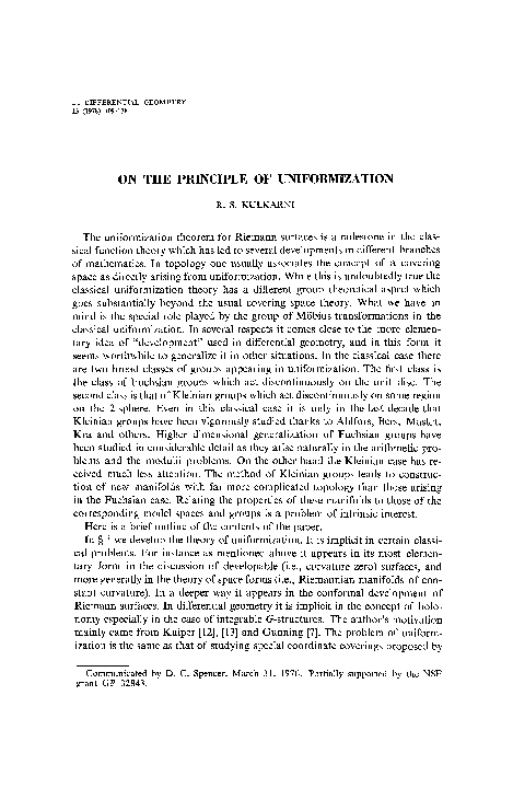 (PDF) On the principle of uniformization