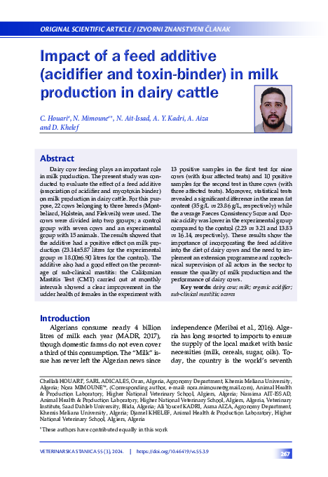 (PDF) Impact of a feed additive (acidifier and toxin-binder) in milk ...