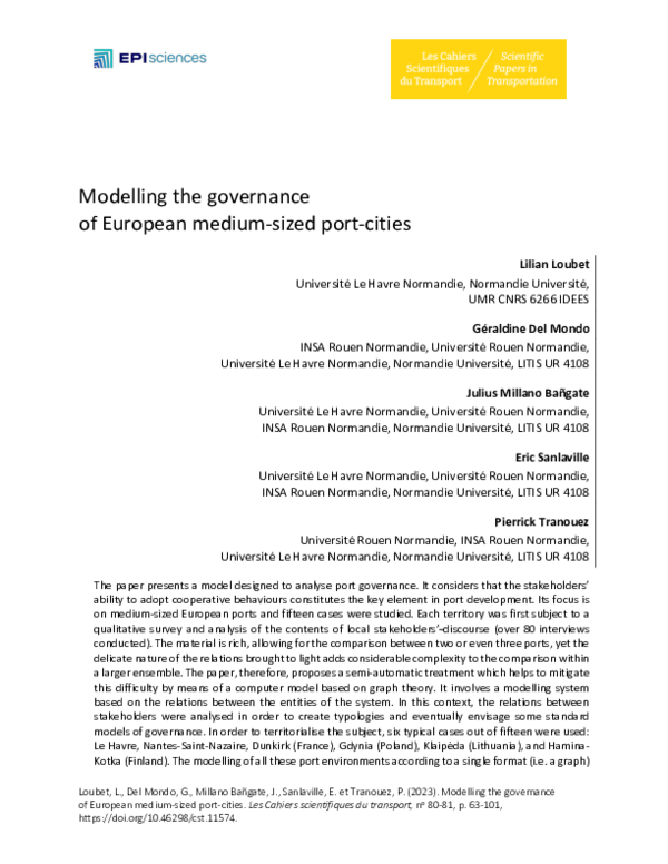 (PDF) Modelling the governance of European medium-sized port-cities