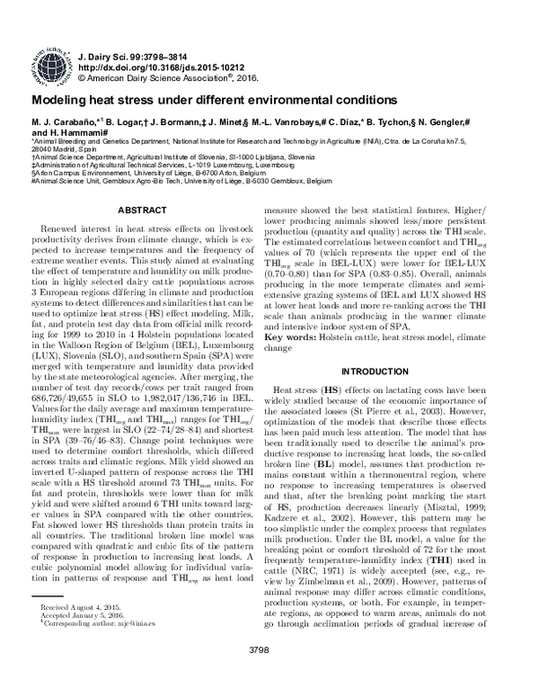 (PDF) Modeling heat stress under different environmental conditions