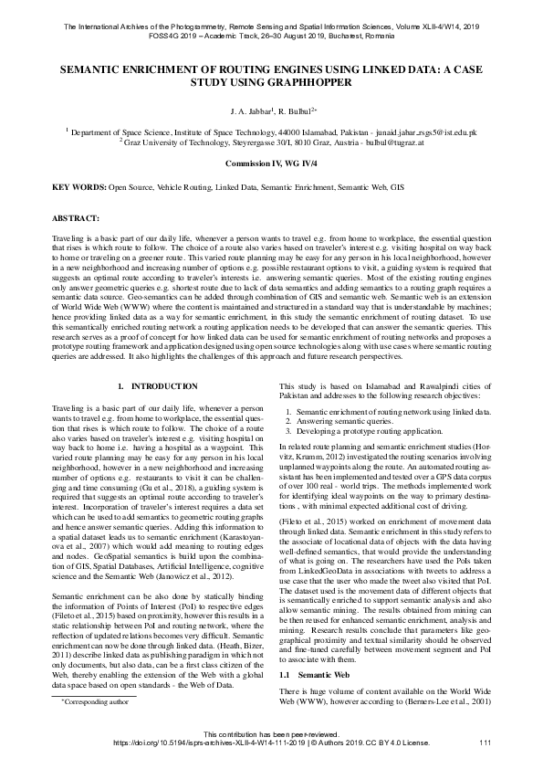 (PDF) Semantic Enrichment of Routing Engines Using Linked Data: A Case Study Using Graphhopper
