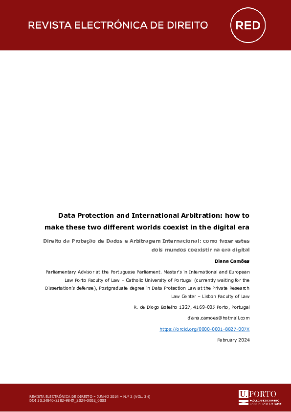 (PDF) Data Protection and International Arbitration