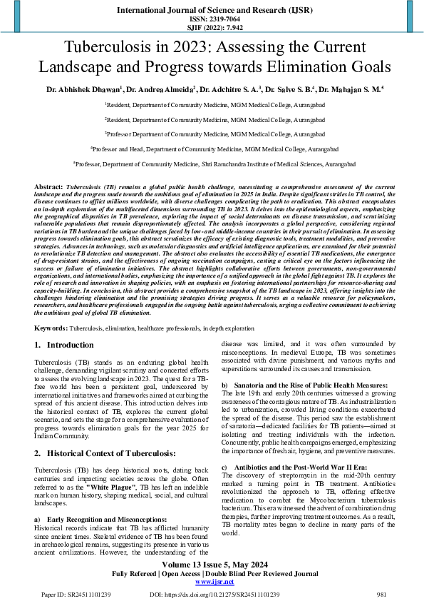 (PDF) Tuberculosis in 2023: Assessing the Current Landscape and ...