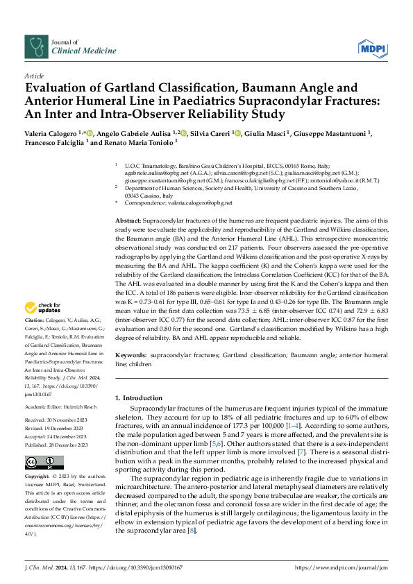 (PDF) Evaluation of Gartland Classification, Baumann Angle and Anterior ...