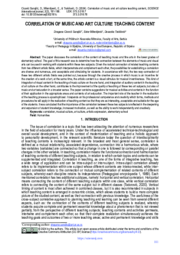 (PDF) Correlation of Music and Art Culture Teaching Content