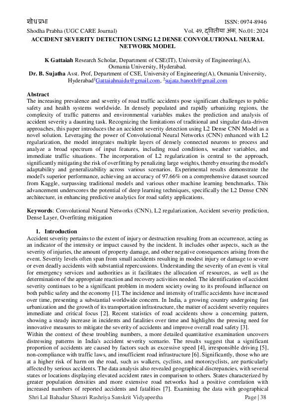 (PDF) ACCIDENT SEVERITY DETECTION USING L2 DENSE CONVOLUTIONAL NEURAL ... (PDF) ACCIDENT SEVERITY DETECTION USING L2 DENSE CONVOLUTIONAL NEURAL ...