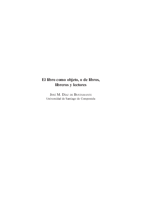 (PDF) El libro como objeto, o de libros, libreros y lectores