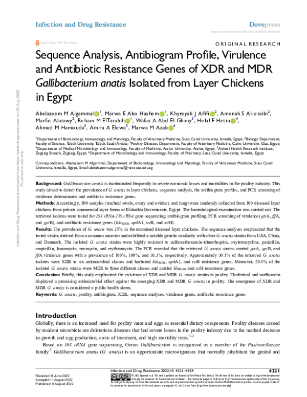 (PDF) Sequence Analysis, Antibiogram Profile, Virulence and Antibiotic Resistance Genes of XDR ...