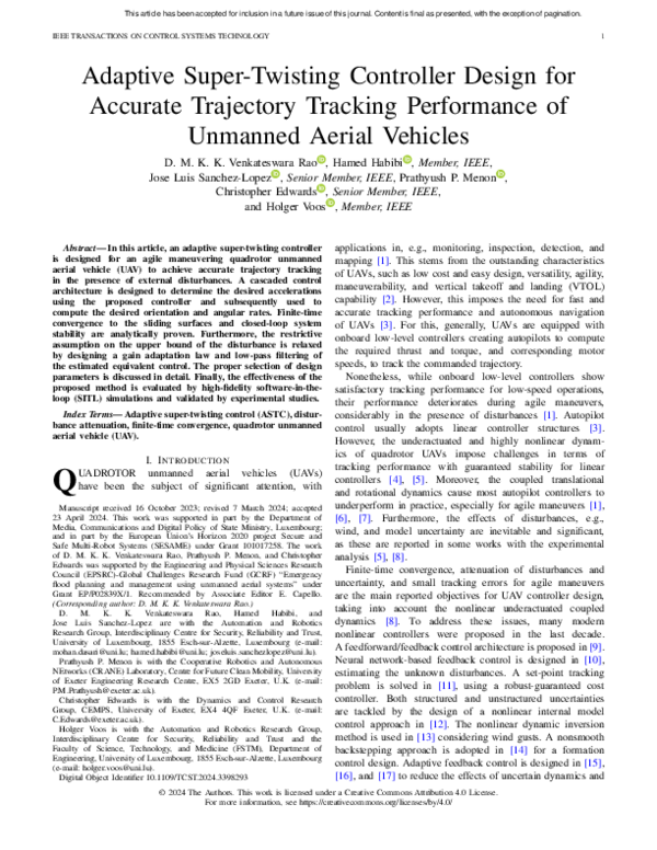 (PDF) Adaptive Super-Twisting Controller Design for Accurate Trajectory Tracking Performance of ...