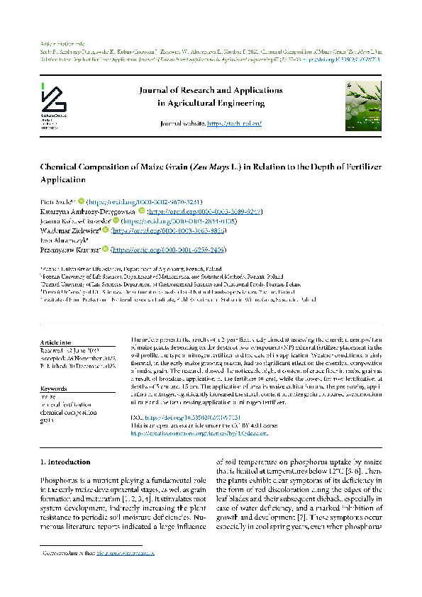 (PDF) Chemical Composition of Maize Grain (Zea Mays L.) in Relation to ...
