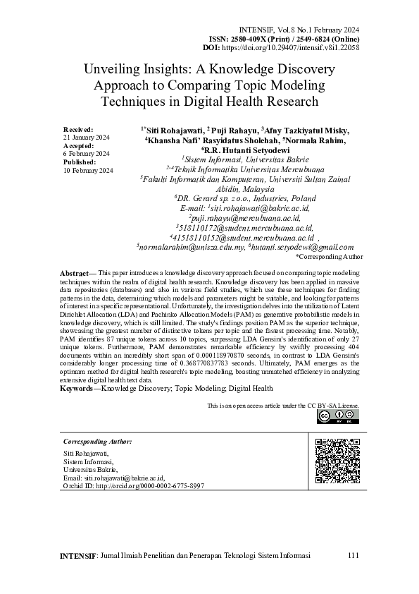 (PDF) Unveiling Insights: A Knowledge Discovery Approach to Comparing Topic Modeling Techniques ...