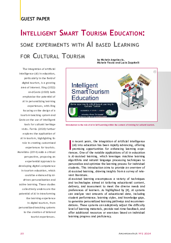 (PDF) Intelligent Smart Tourism Education: some experiments with AI ba ...