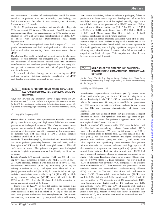 (PDF) P221 Non-cirrhotic vs Cirrhotic HCC: comparison between patient characteristics, aetiology ...