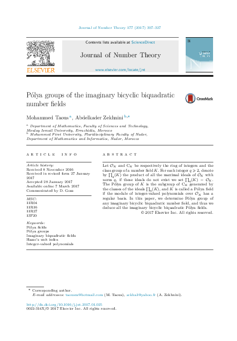 (PDF) Pólya groups of the imaginary bicyclic biquadratic number fields