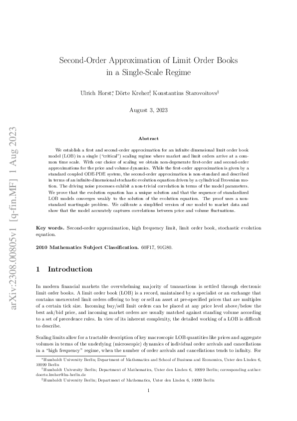 (PDF) Second-Order Approximation of Limit Order Books in a Single-Scale ...