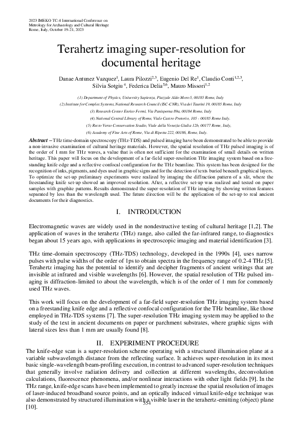 (PDF) Terahertz imaging super-resolution for documental heritage