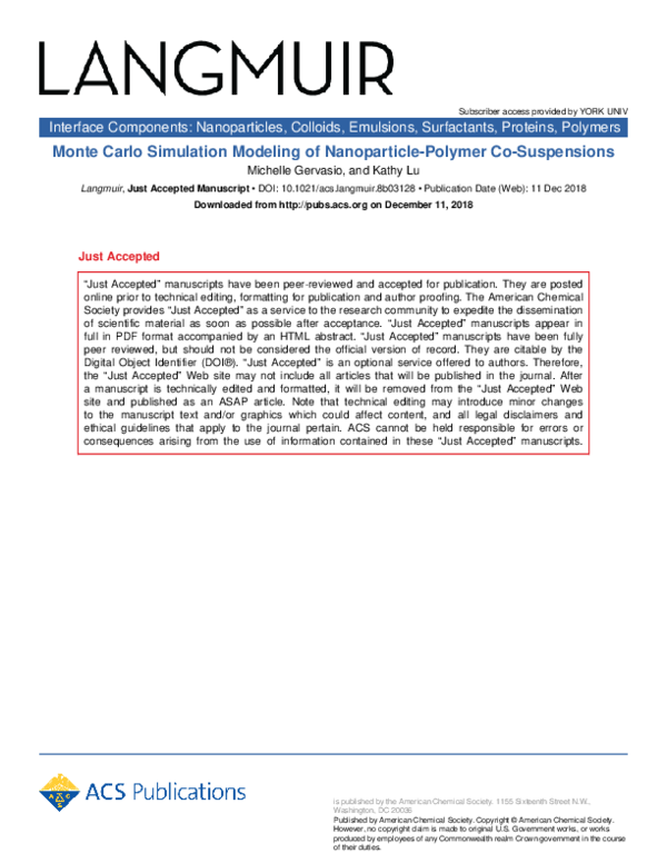 (PDF) Monte Carlo Simulation Modeling of Nanoparticle–Polymer Cosuspensions