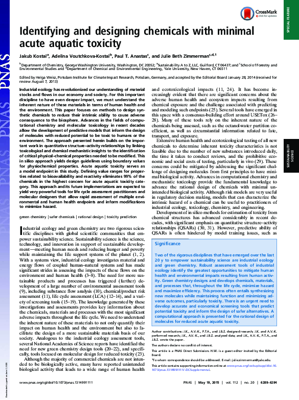 (PDF) Identifying and designing chemicals with minimal acute aquatic ...