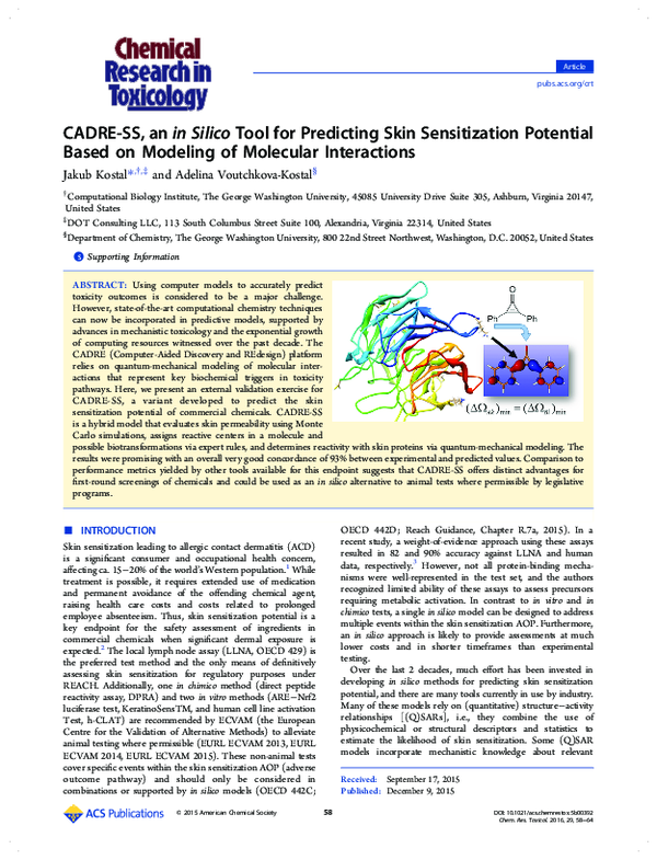 (PDF) CADRE-SS, an in Silico Tool for Predicting Skin Sensitization ...