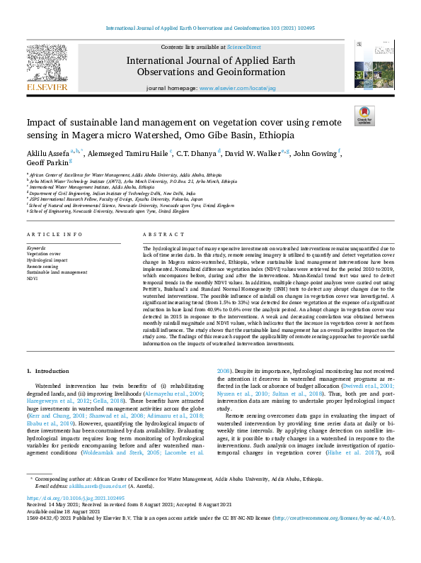 (PDF) Impact of sustainable land management on vegetation cover using ...