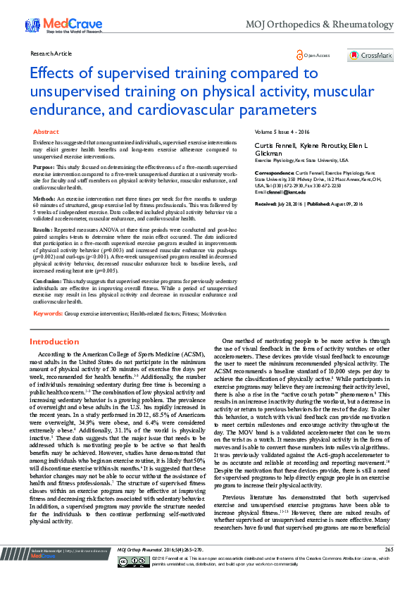 (PDF) Effects of Supervised Training Compared to Unsupervised Training on Physical Activity ...