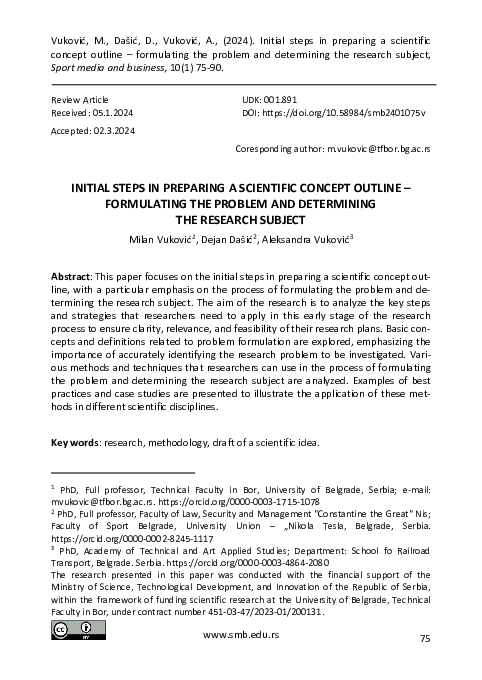 (PDF) Initial Steps in Preparing a Scientific Concept Outline ...