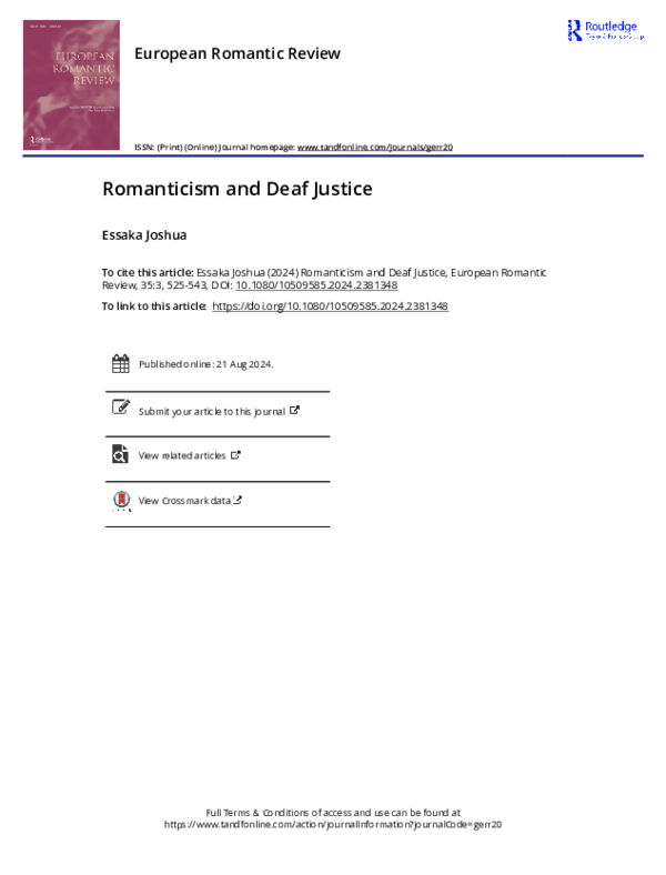 (PDF) Romanticism and Deaf Justice
