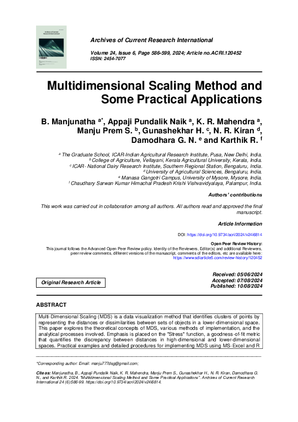 (PDF) Multidimensional Scaling Method and Some Practical Applications