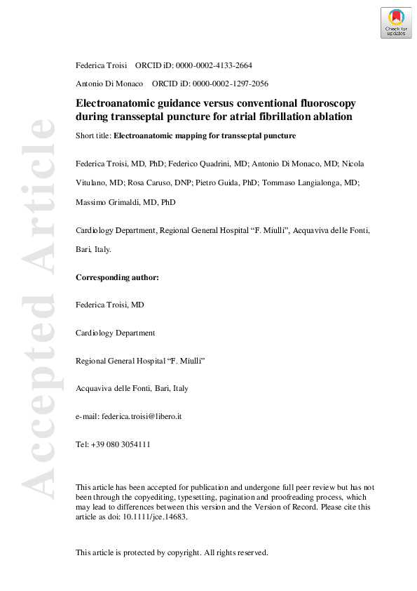 (PDF) Electroanatomic guidance versus conventional fluoroscopy during transseptal puncture for ...